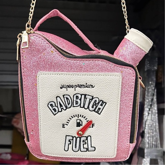 Bags | Eclectic Pink Glitter Gas Can Crossbody Purse Bad Btch Fuel ...